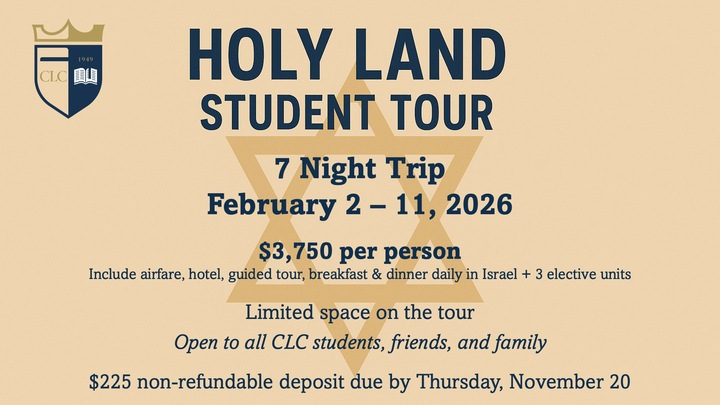 Holy Land Student Tour 2026 - Christian Life College - Christian Life ...