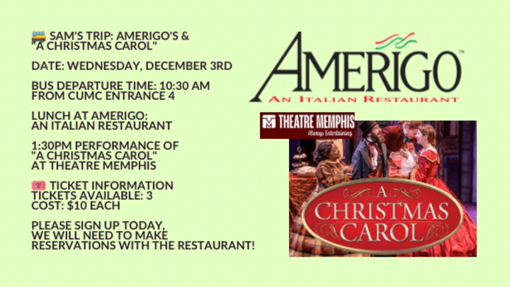SAM Bus Trip: Amerigo’s & Theatre Memphis - Collierville United ...
